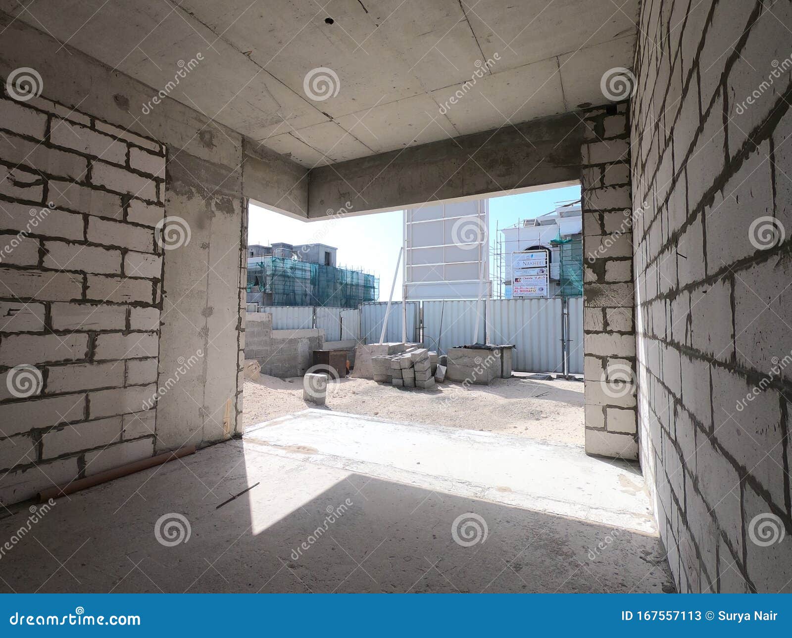 Construction Site of a Modern House on a Plot of Land. No People ...