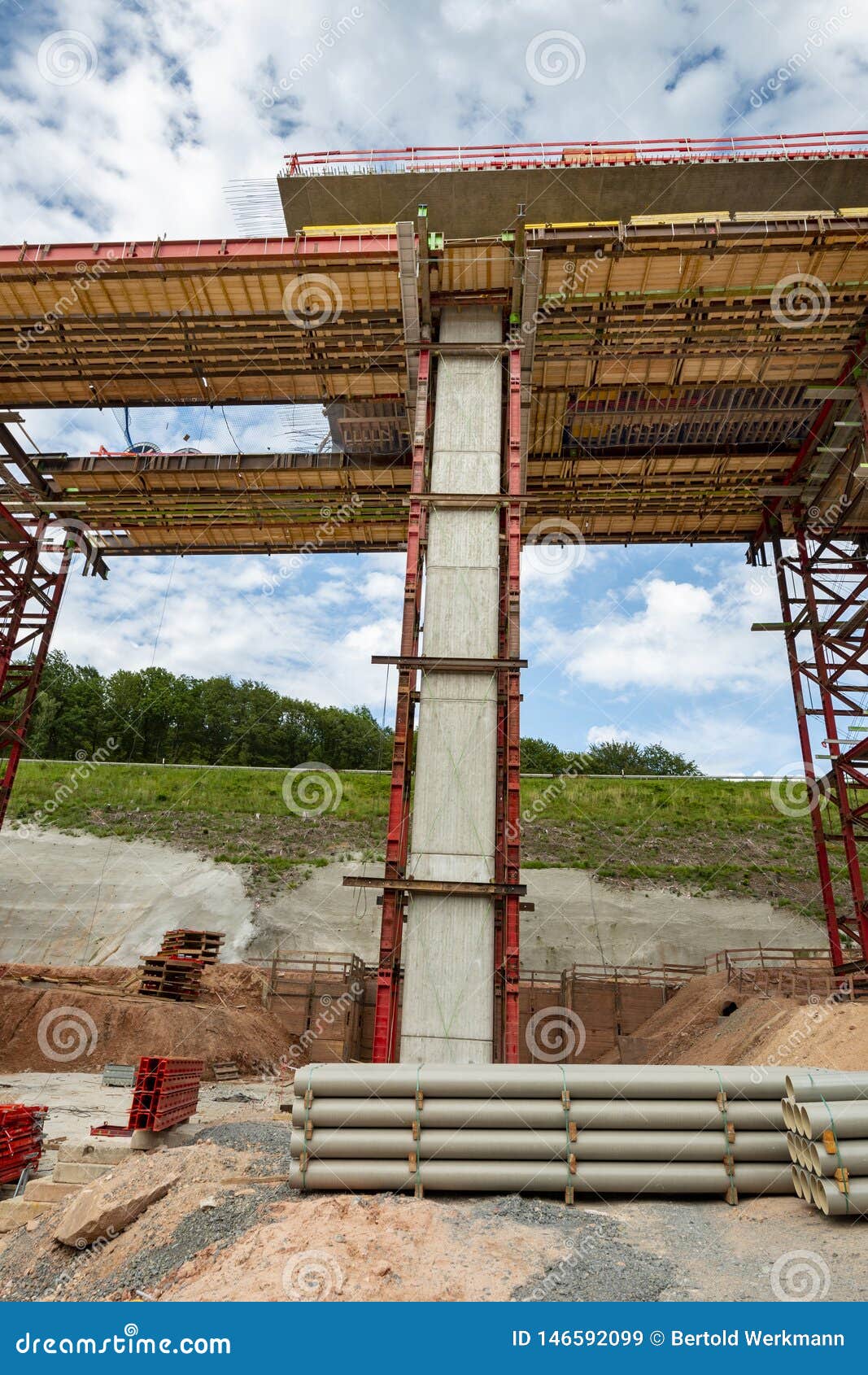 Construction Site of a Motorway Bridge Stock Image - Image of basis ...