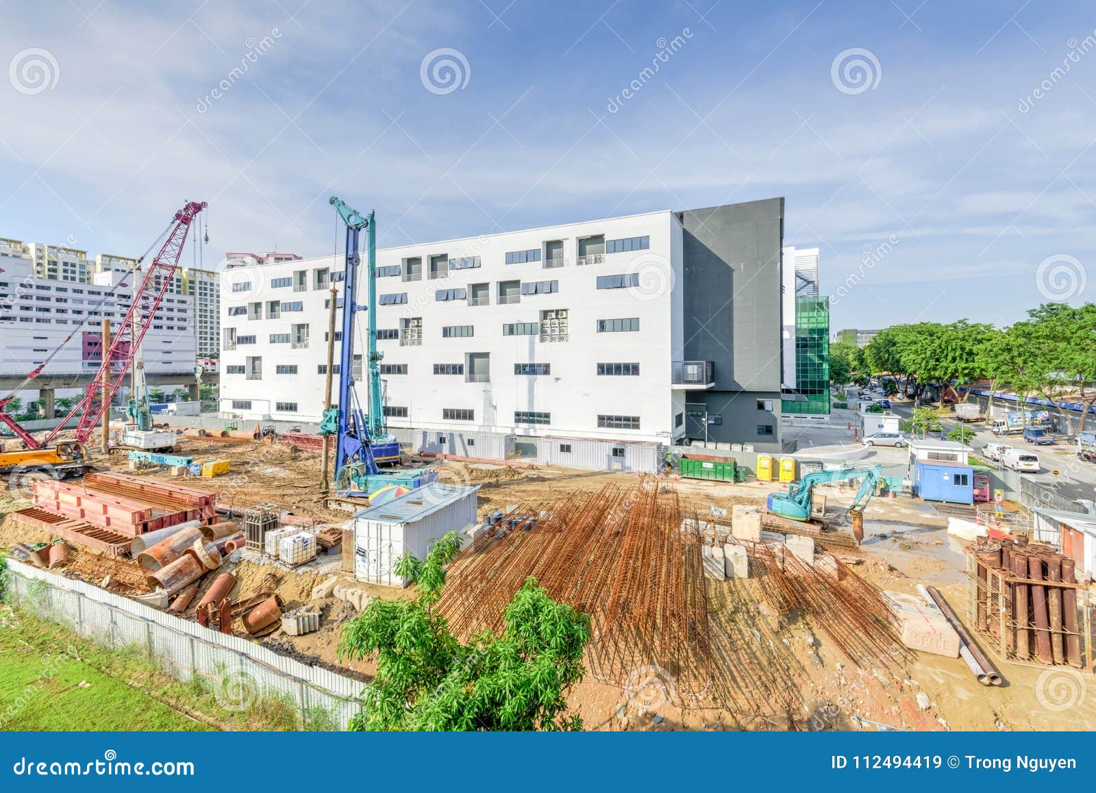 Construction Site with Foundation, Ground Works in Progress at E ...