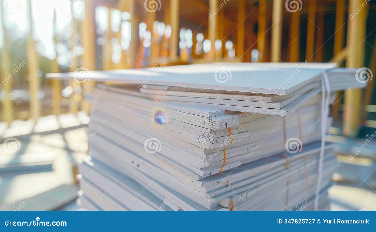 Construction Site with Neatly Stacked Drywall Sheets Symbolizing ...