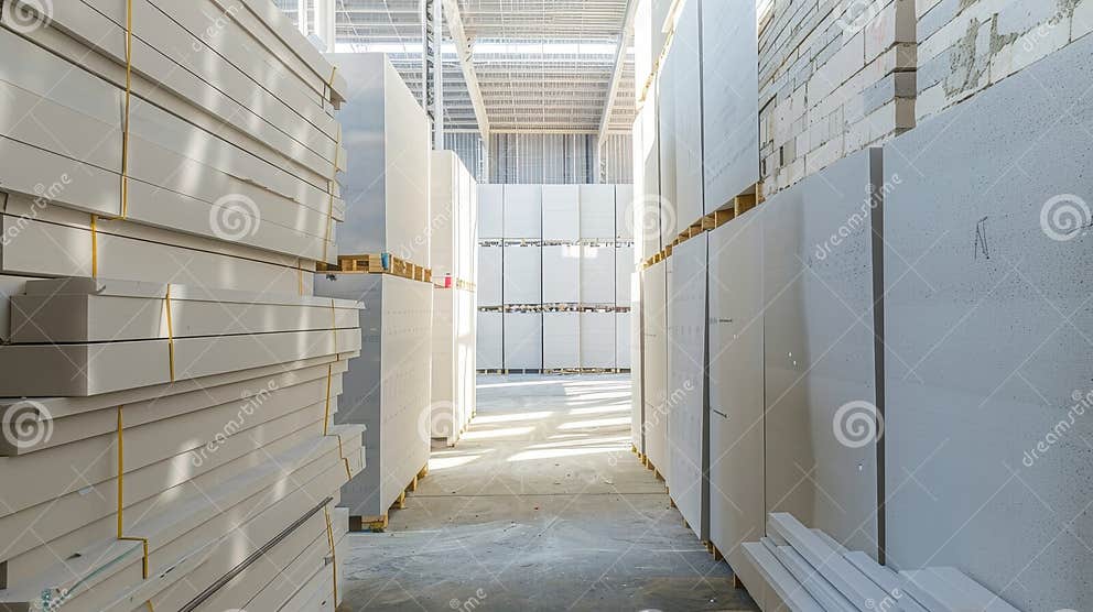 Construction Site with Neatly Stacked Drywall Sheets Symbolizing ...
