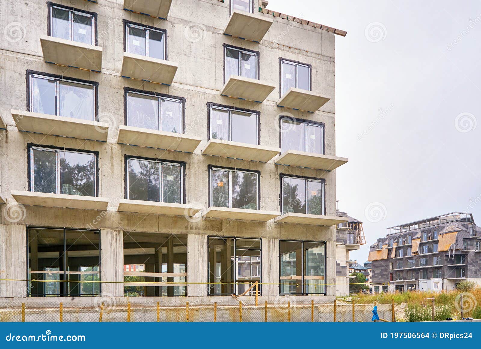Construction Site with a New Building Made of Concrete Slabs with ...