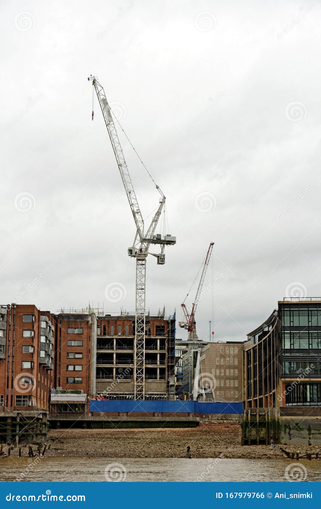 A Construction Site of a New Development at the Thames River in London ...