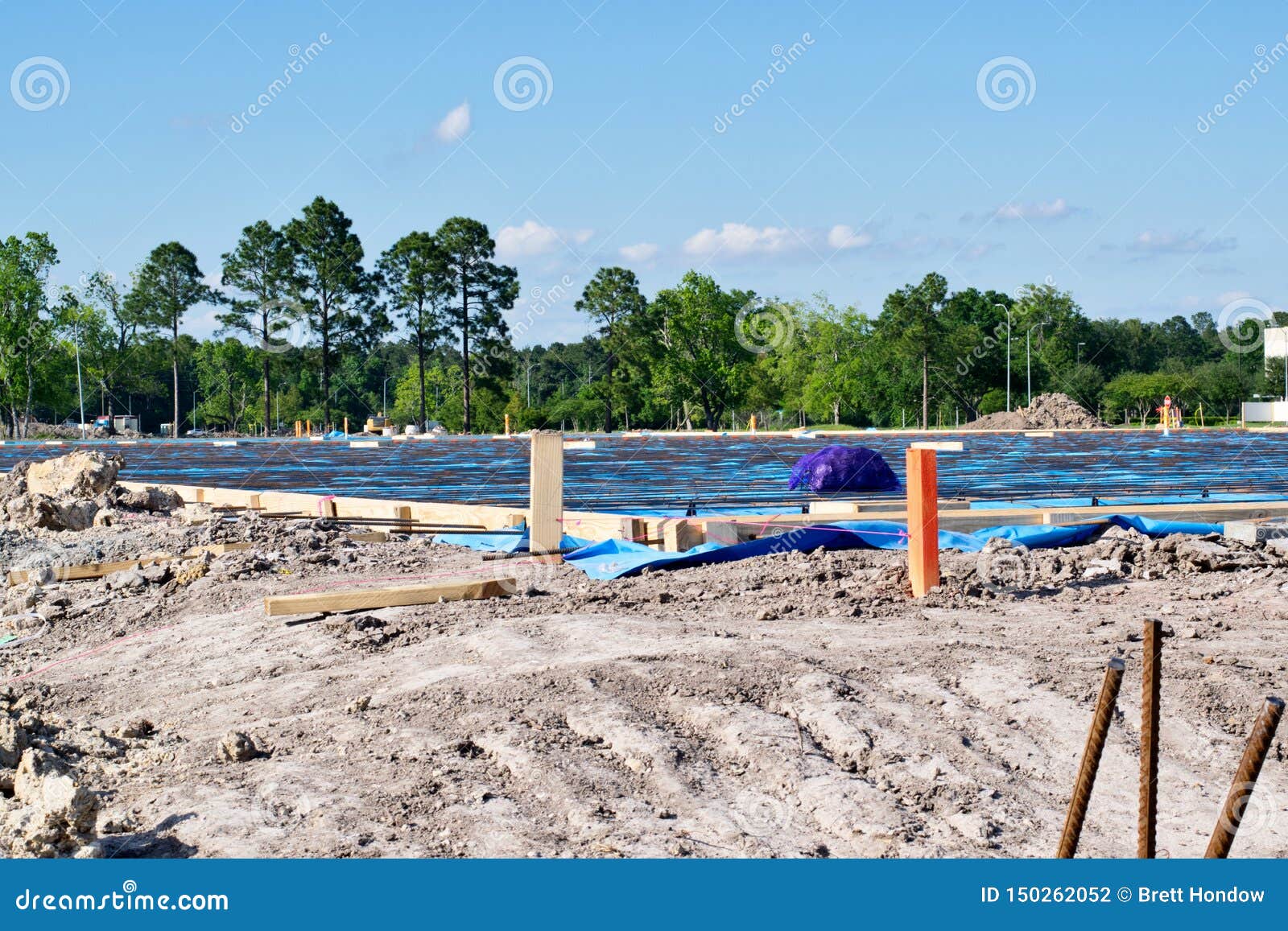 Construction Site with New Foundations Laid. Stock Photo - Image of ...