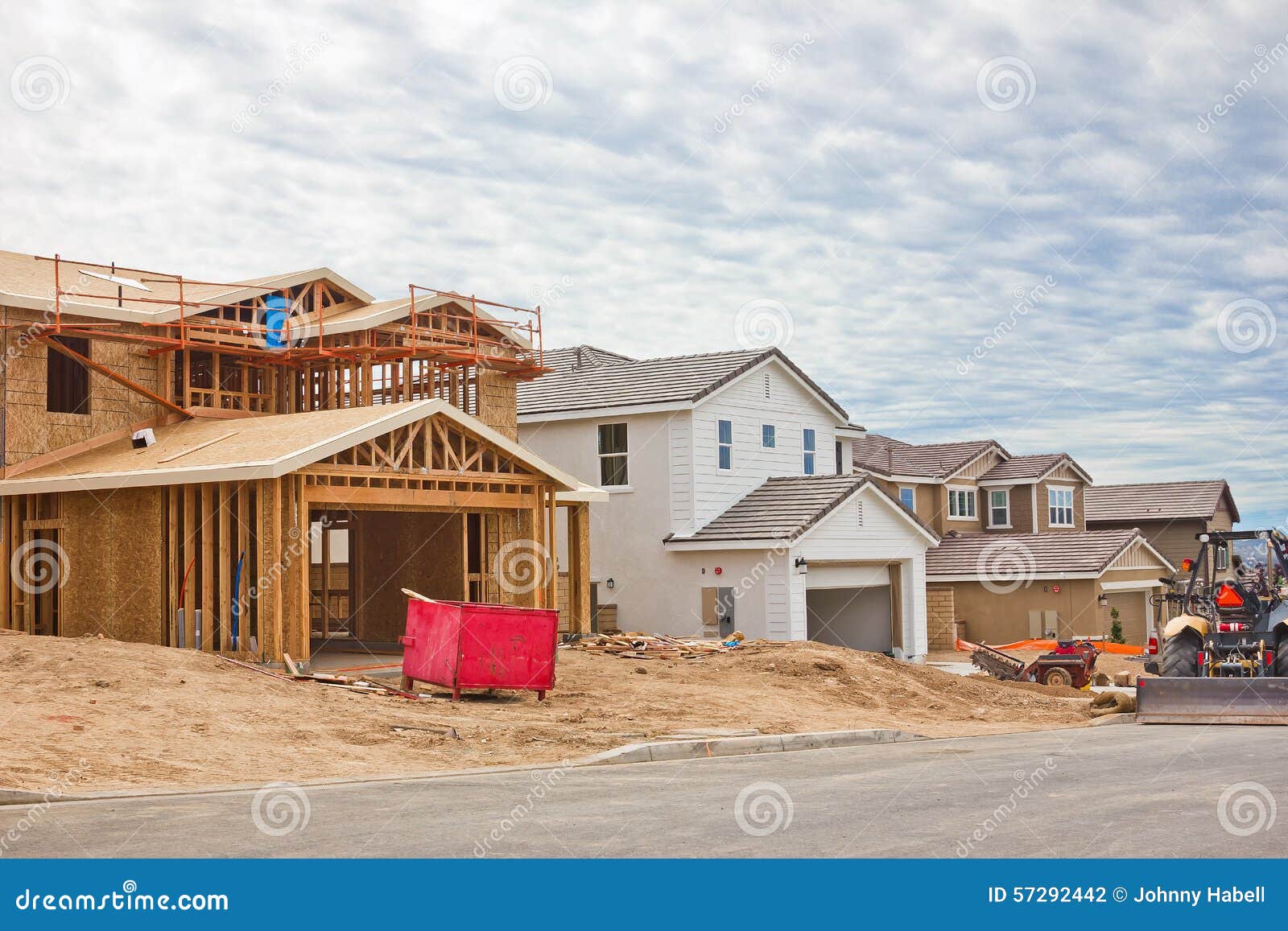 Construction Site of New Homes Stock Photo - Image of district, home ...