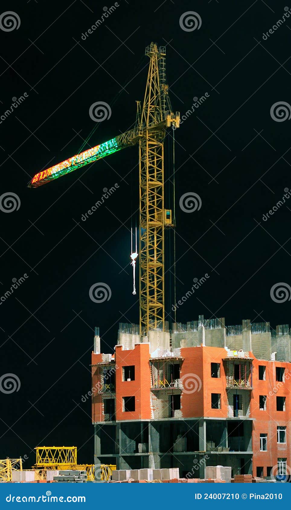 The Construction Site at Night Stock Photo - Image of growth, exterior ...