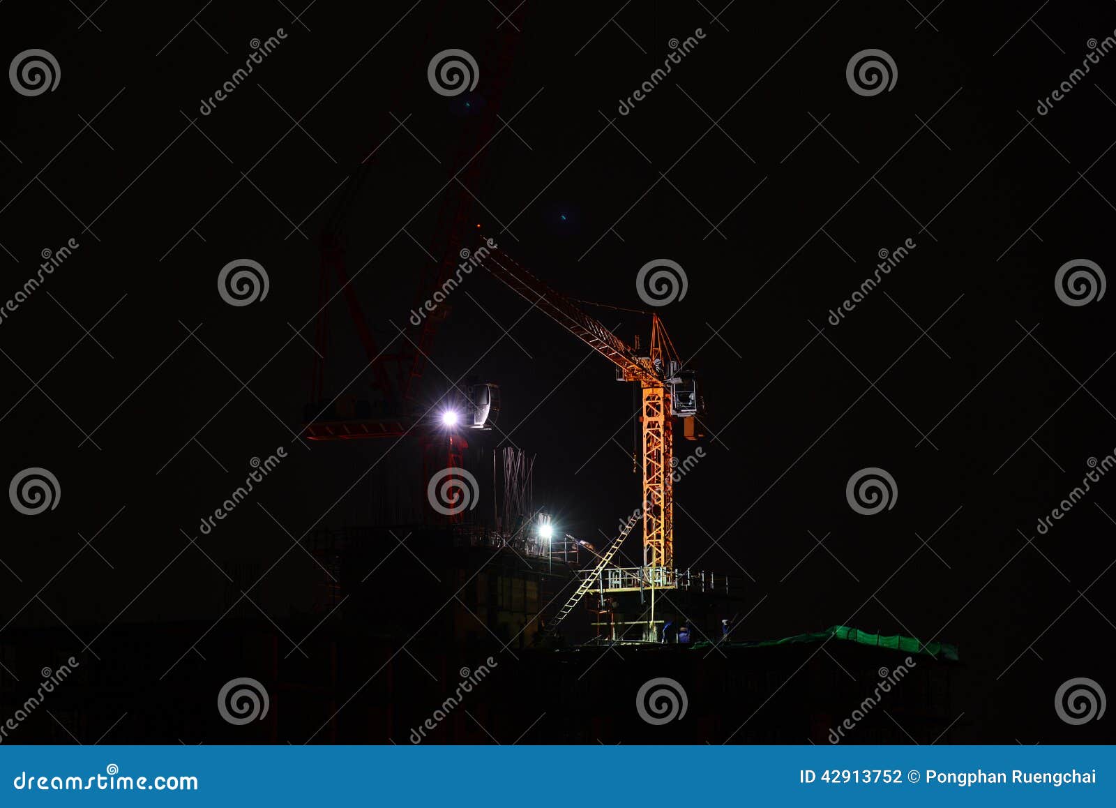 Construction site at night stock photo. Image of industry - 42913752