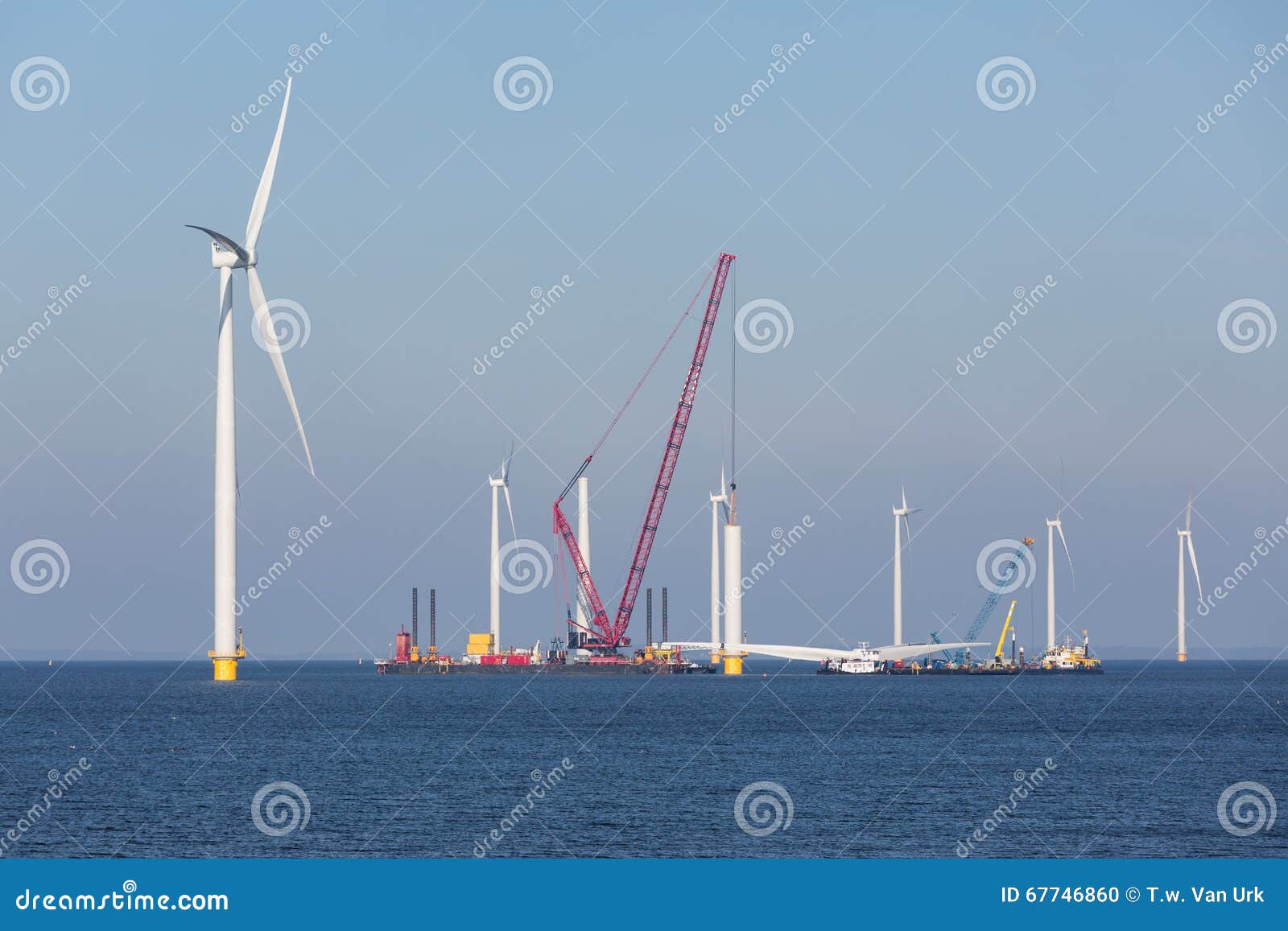 Construction Site of Offshore Wind Farm Near the Dutch Coast Stock ...