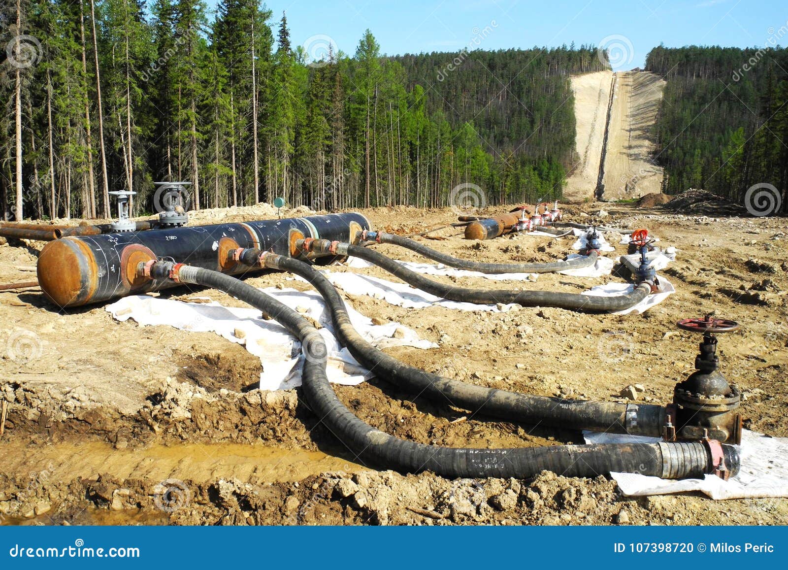 Construction Site of Oil Pipeline Stock Photo - Image of chemical ...