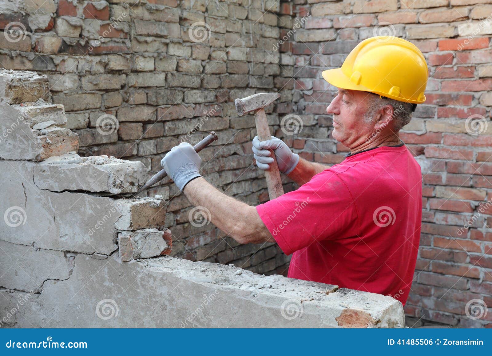 Construction Site, Old Building Demolishing Stock Photo - Image of ...