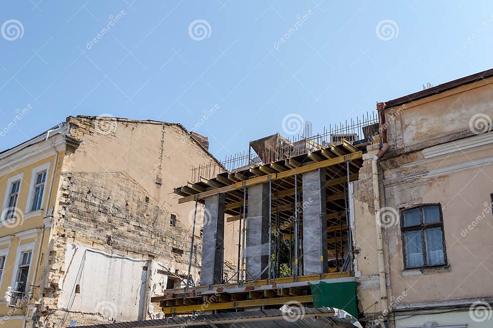 Construction Site. Old Buildings Under Reconstruction Stock Image ...