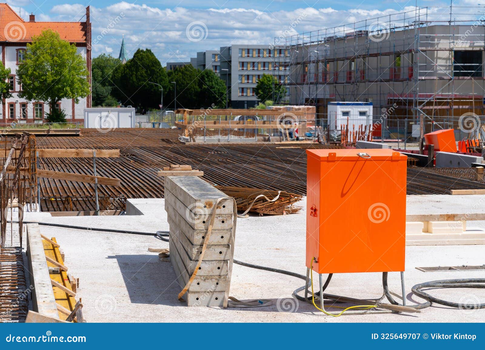 Construction Site with Orange Electrical Box Stock Image - Image of ...