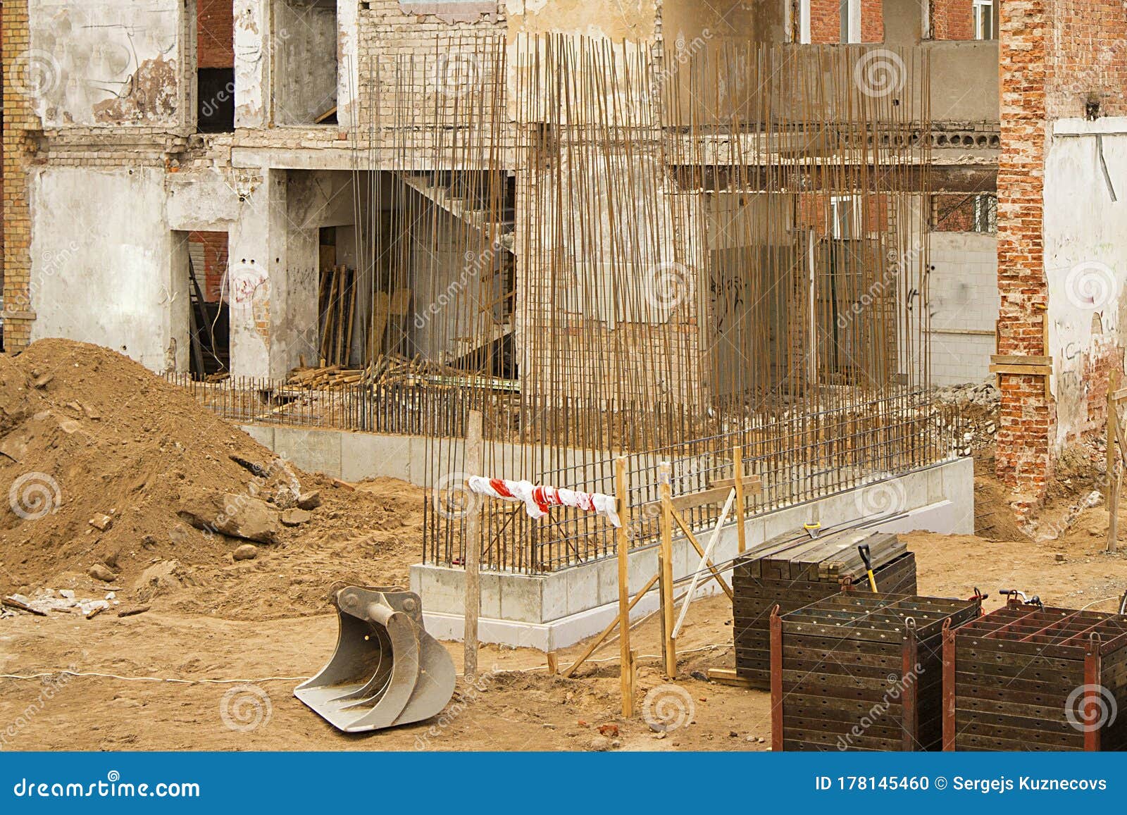 Construction site outdoor stock photo. Image of sand - 178145460