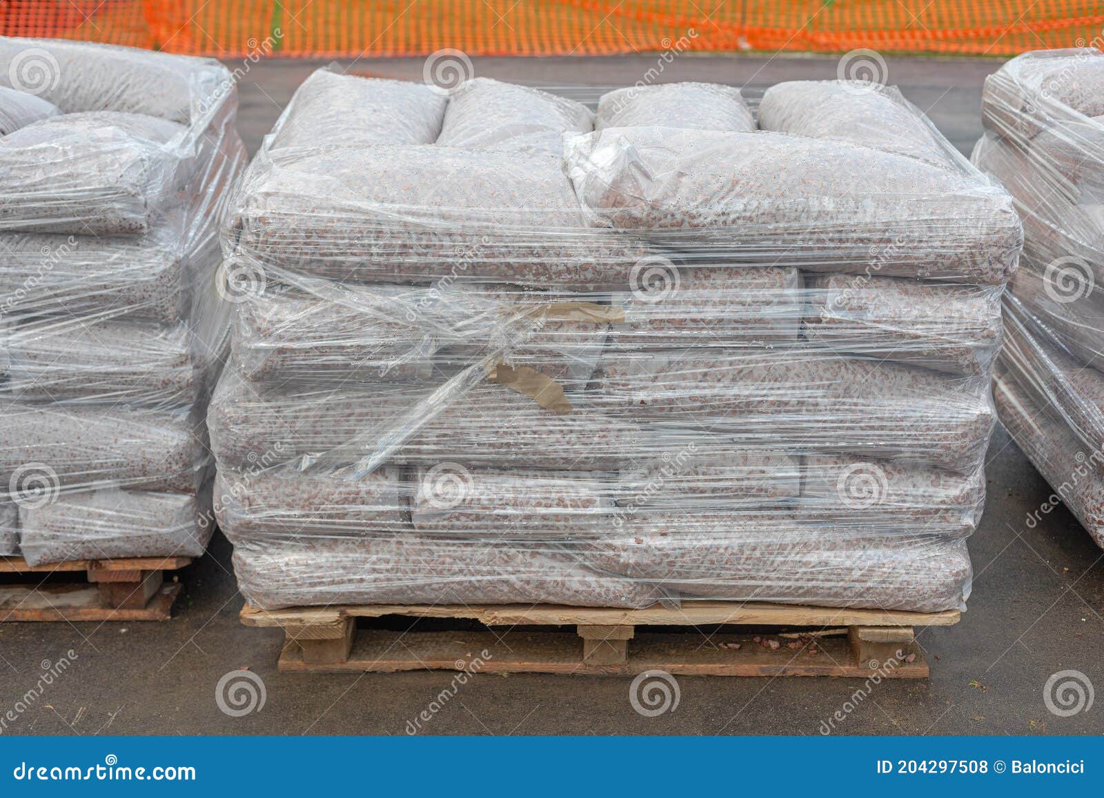 Construction Site Pallets Sacks Stock Photo - Image of wrapped, bags ...