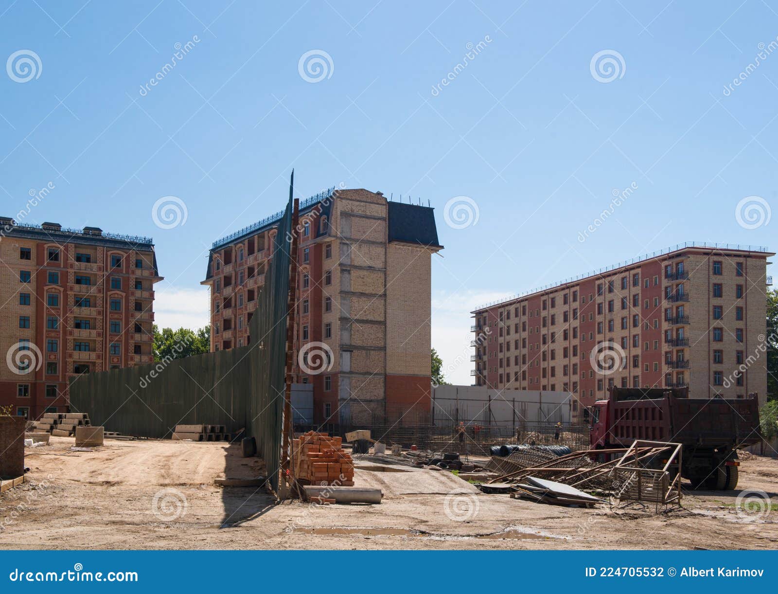 Construction Site, Panoramic View Stock Photo - Image of foundation ...