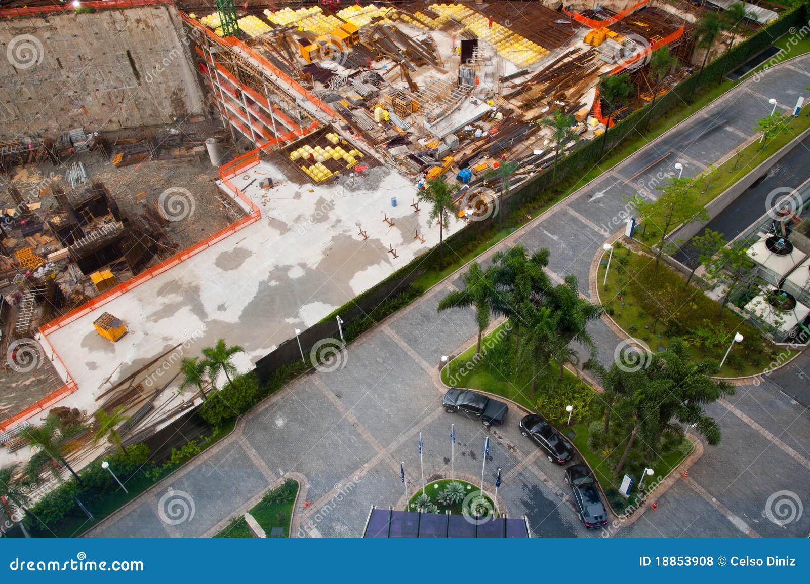 Construction Site and Parking Stock Photo - Image of wall, container ...