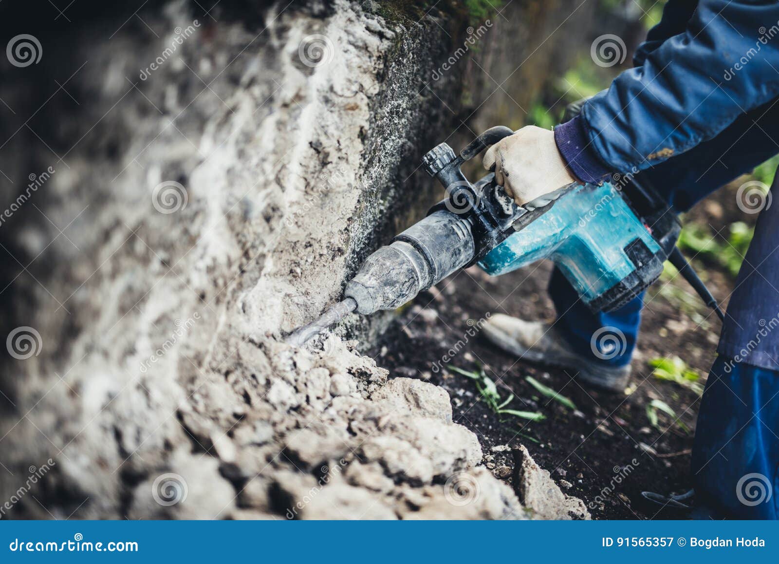 Construction Site with Picking Drill and Pneumatic Machinery Stock ...
