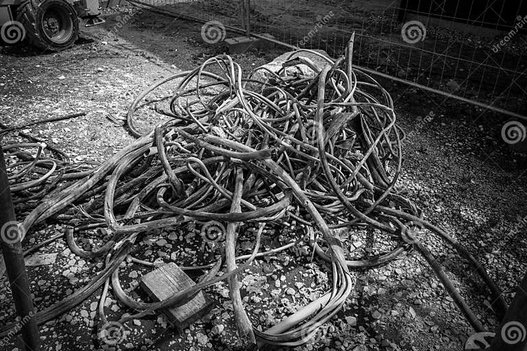 On Construction Site a Pile of Old Electric Cables Stock Photo - Image ...