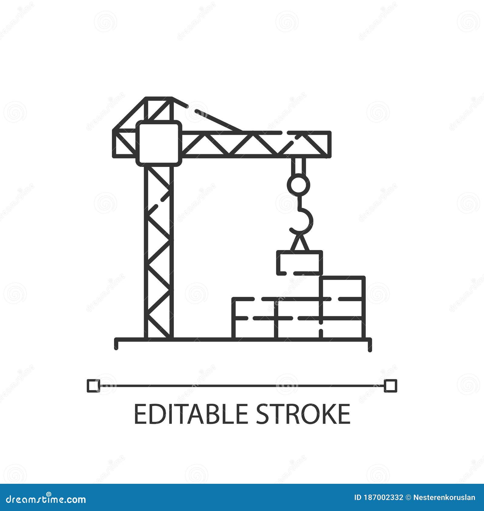 Construction Site Pixel Perfect Linear Icon Stock Vector - Illustration ...