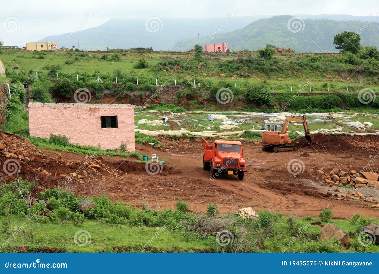 Construction Site Plot stock photo. Image of fenced, truck - 19435576