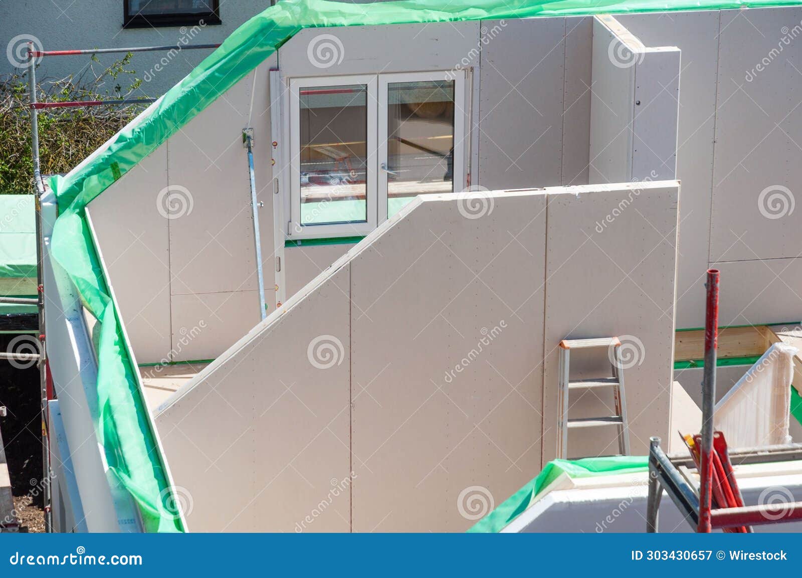 Construction Site of a Prefabricated House Building. Civil Engineering ...