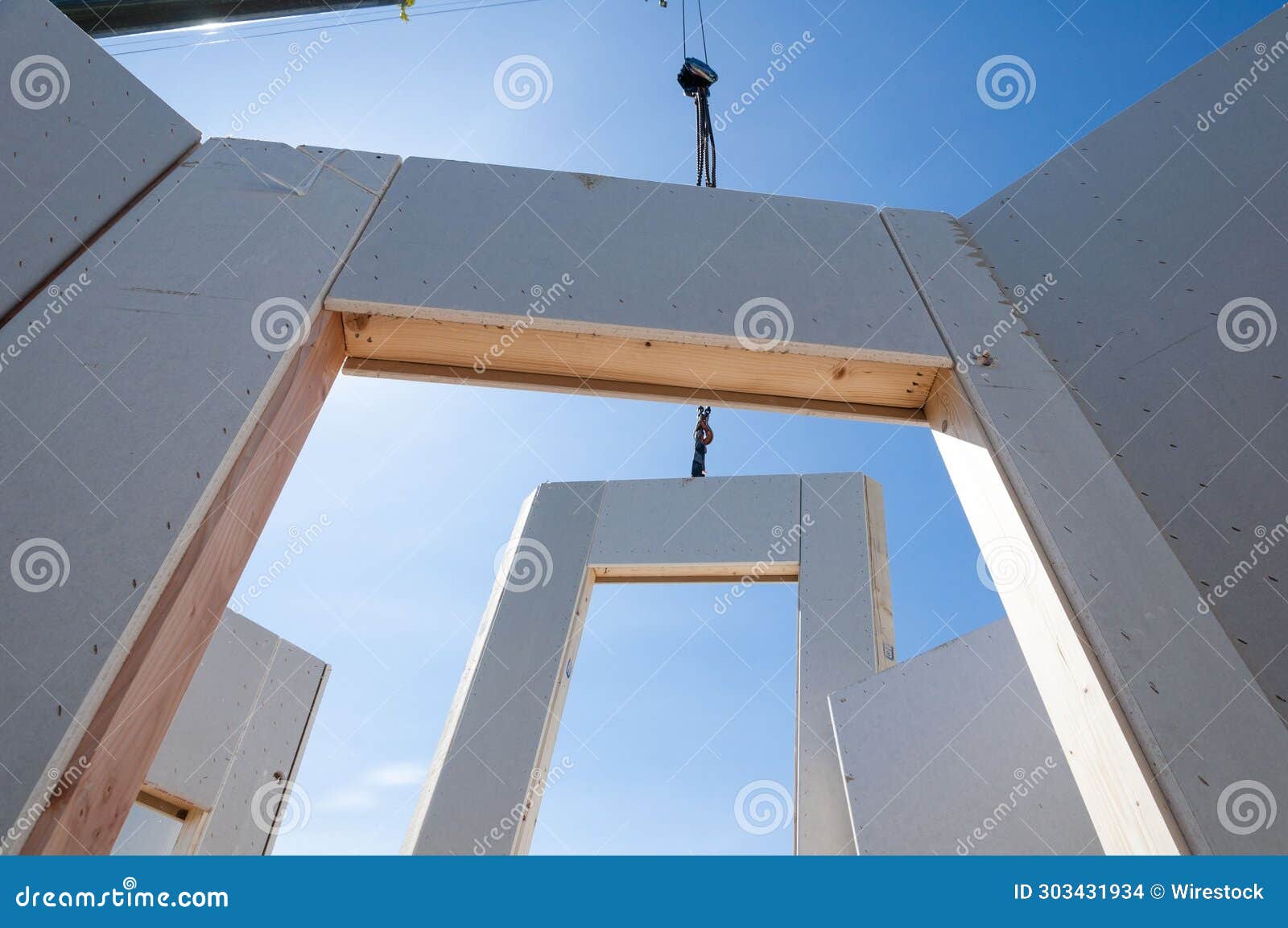 Construction Site of a Prefabricated House Building. Civil Engineering ...