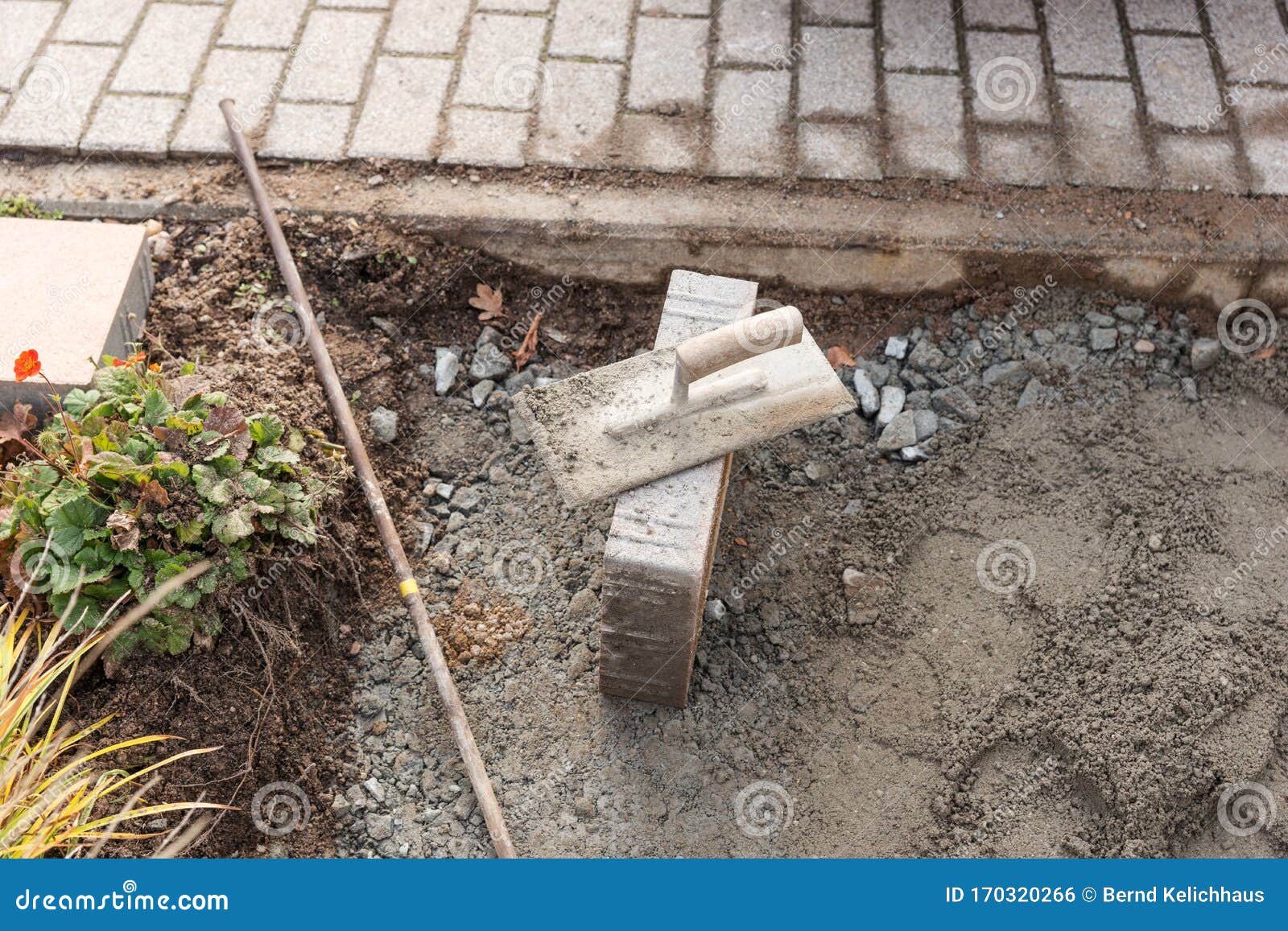 Preparing the Paving for a New Footpath Stock Photo - Image of floor ...