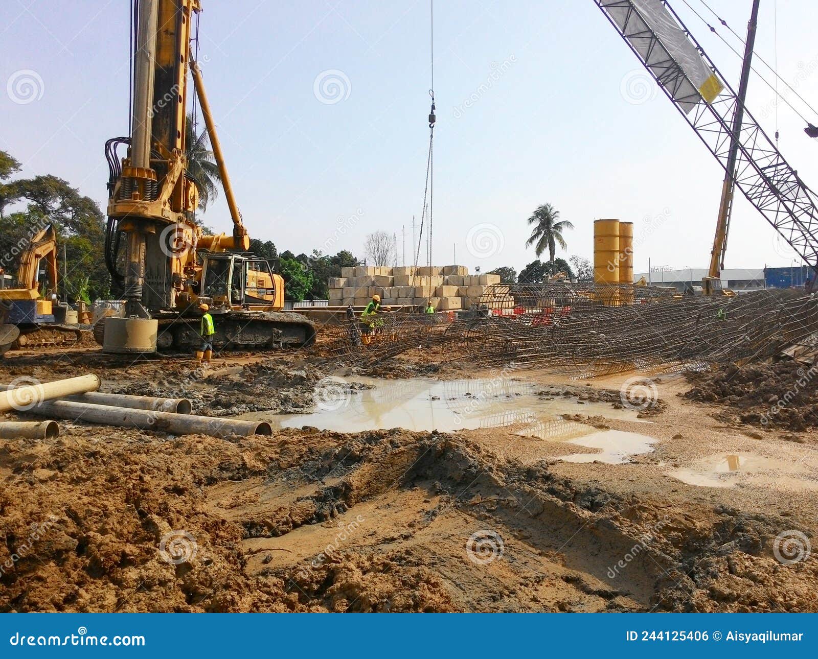 Construction Site on Progress at Site. the Construction of the Building ...