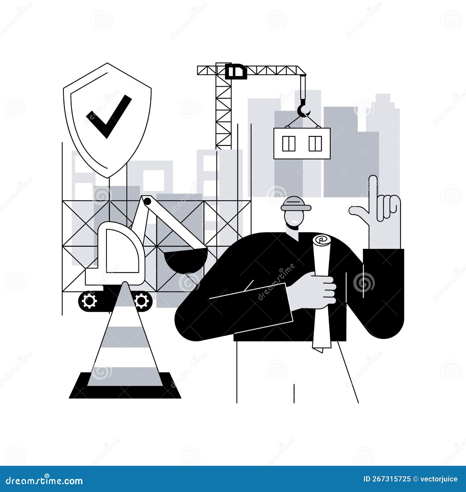 Construction Site Protection Abstract Concept Vector Illustration Stock ...