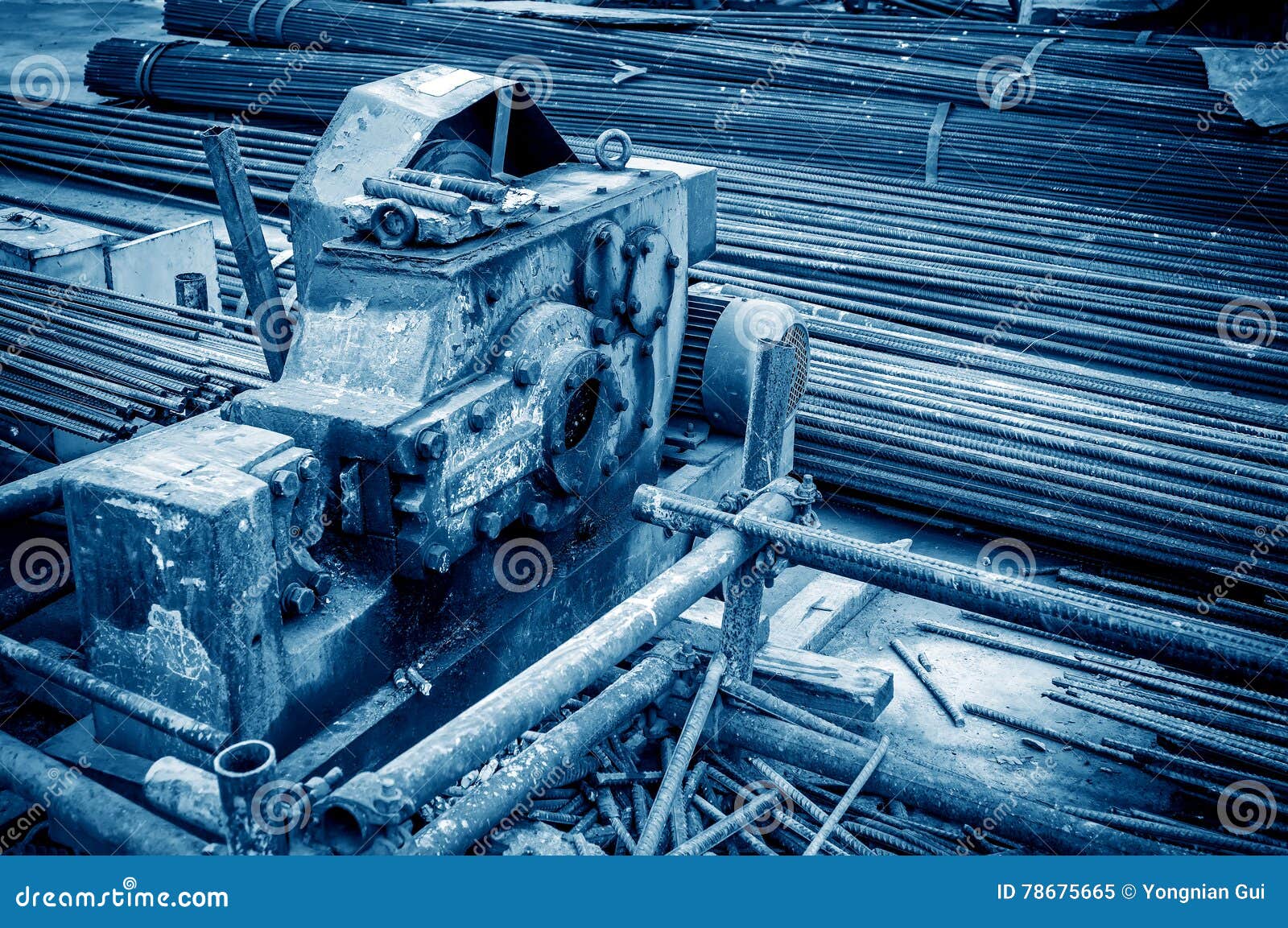 Construction Site Rebar Cutter Stock Image - Image of industry, danger ...
