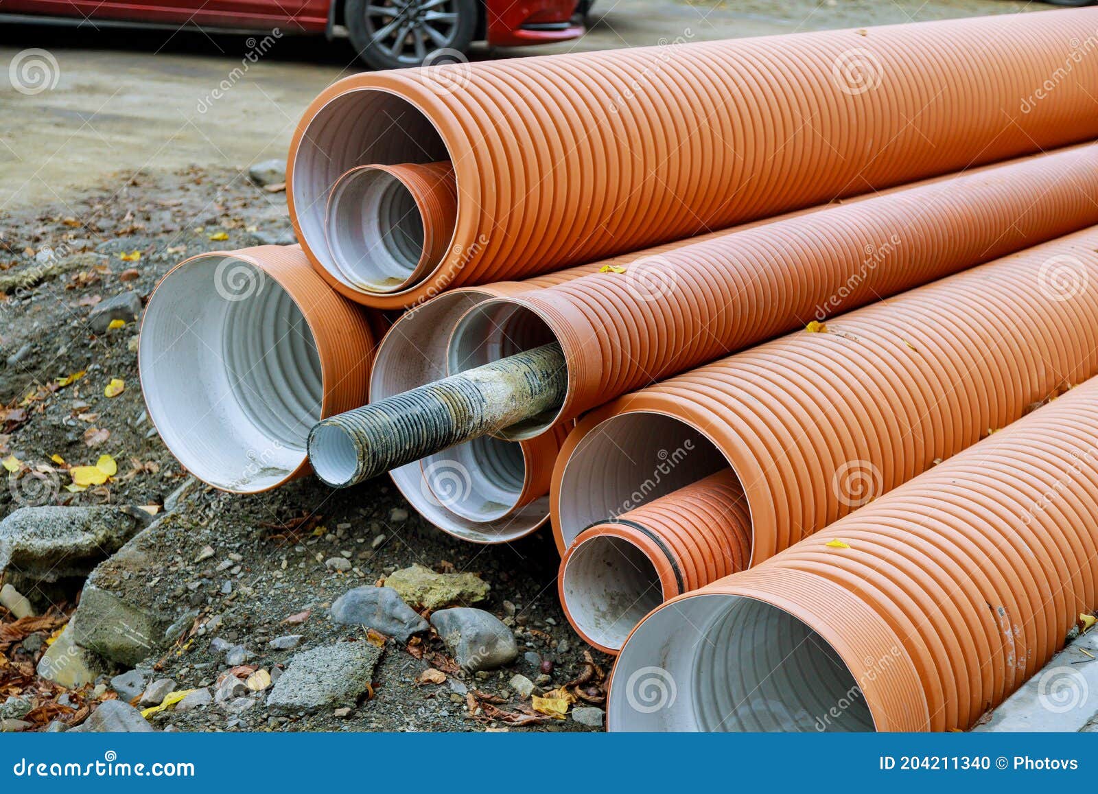 Construction Site on Reconstruction of the City Water System at Plastic ...