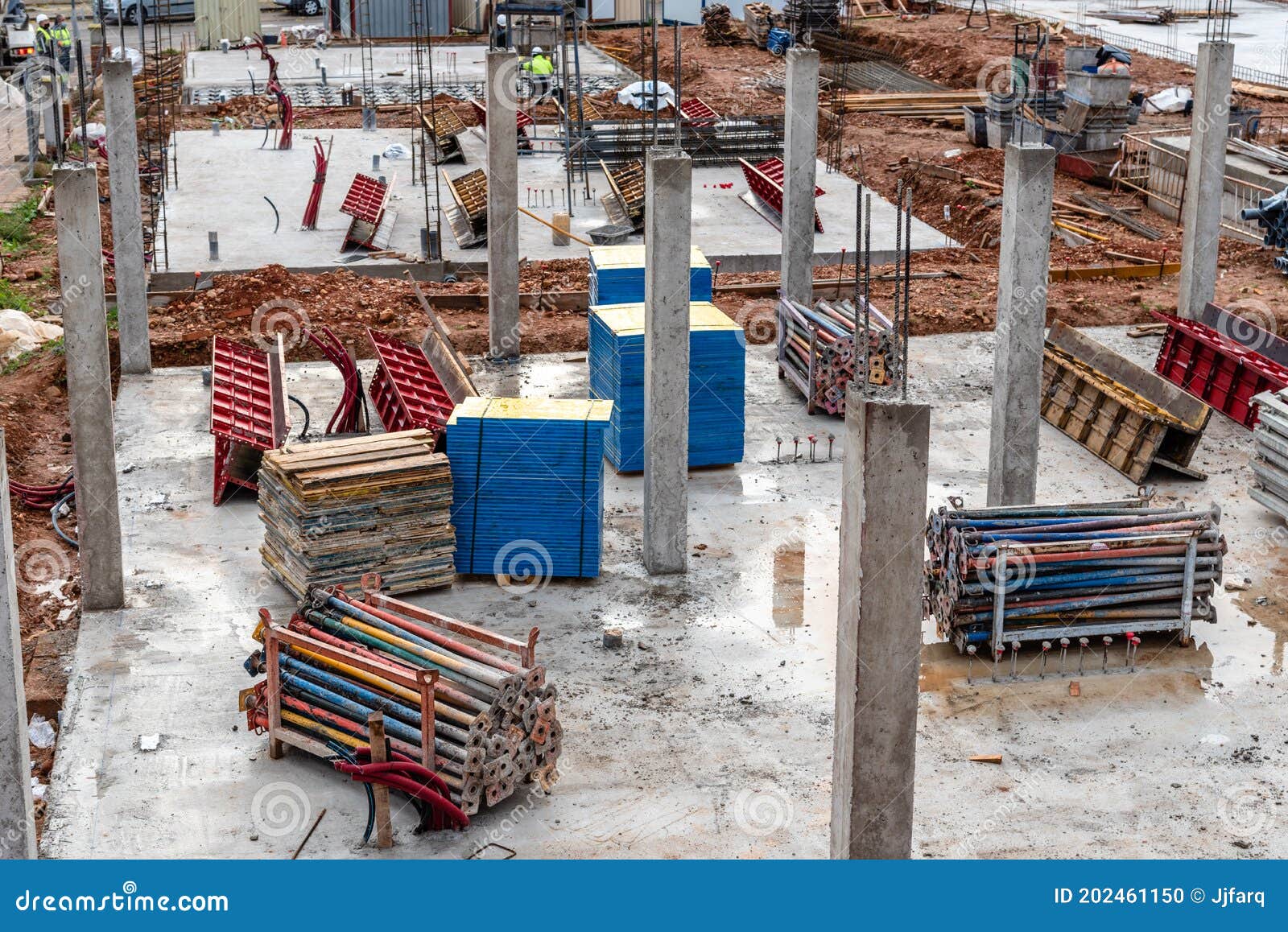 Construction Site with Reinforced Concrete Columns, Struts and ...