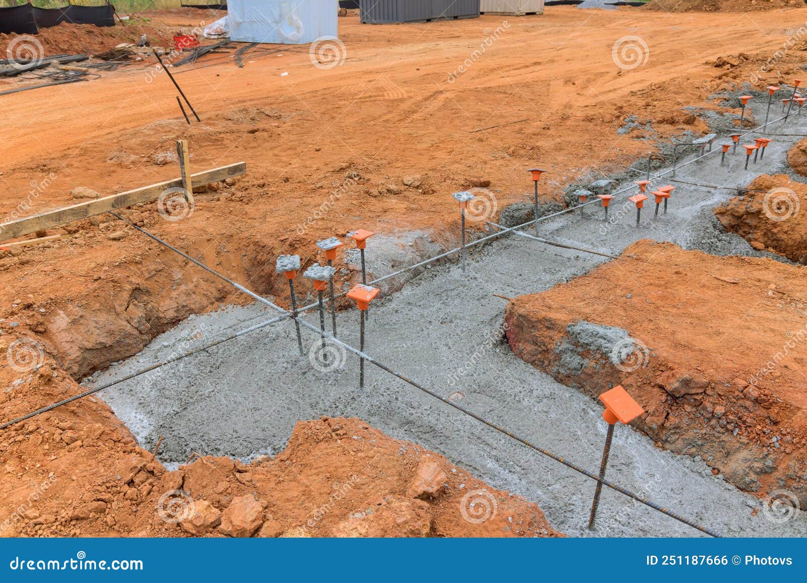 Reinforced Concrete Foundation Construction on a Strip Foundation Stock ...