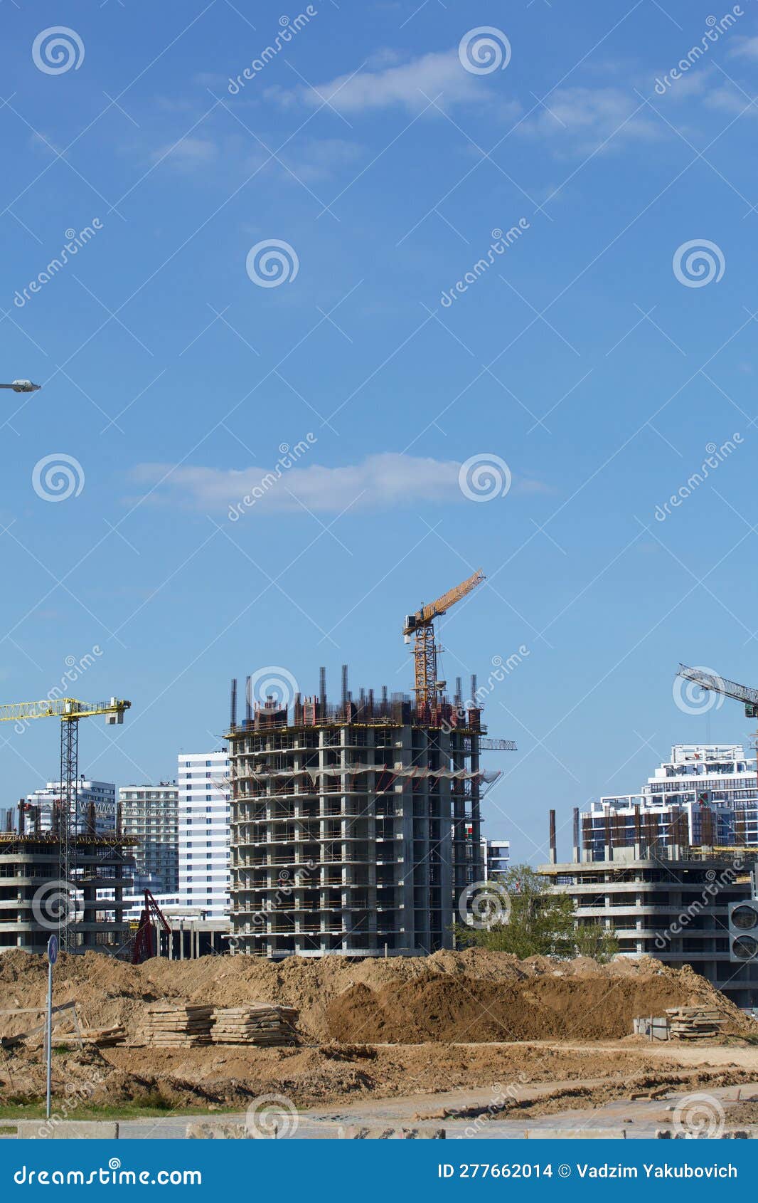 Construction Site. Reinforced Concrete Frames of Multi-storey Buildings ...