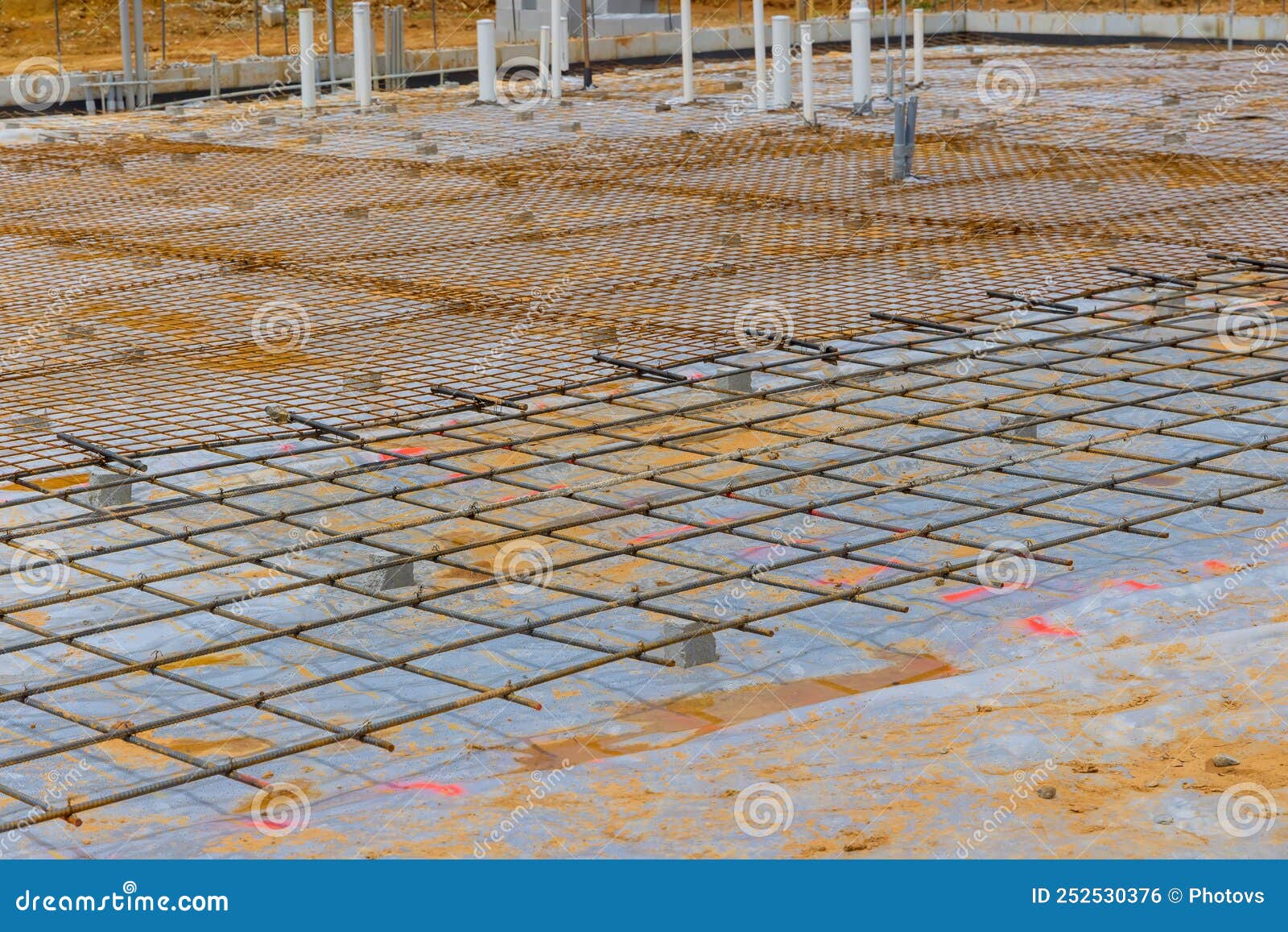 At the Construction Site, Reinforcement Steel Bars are Being Made for ...