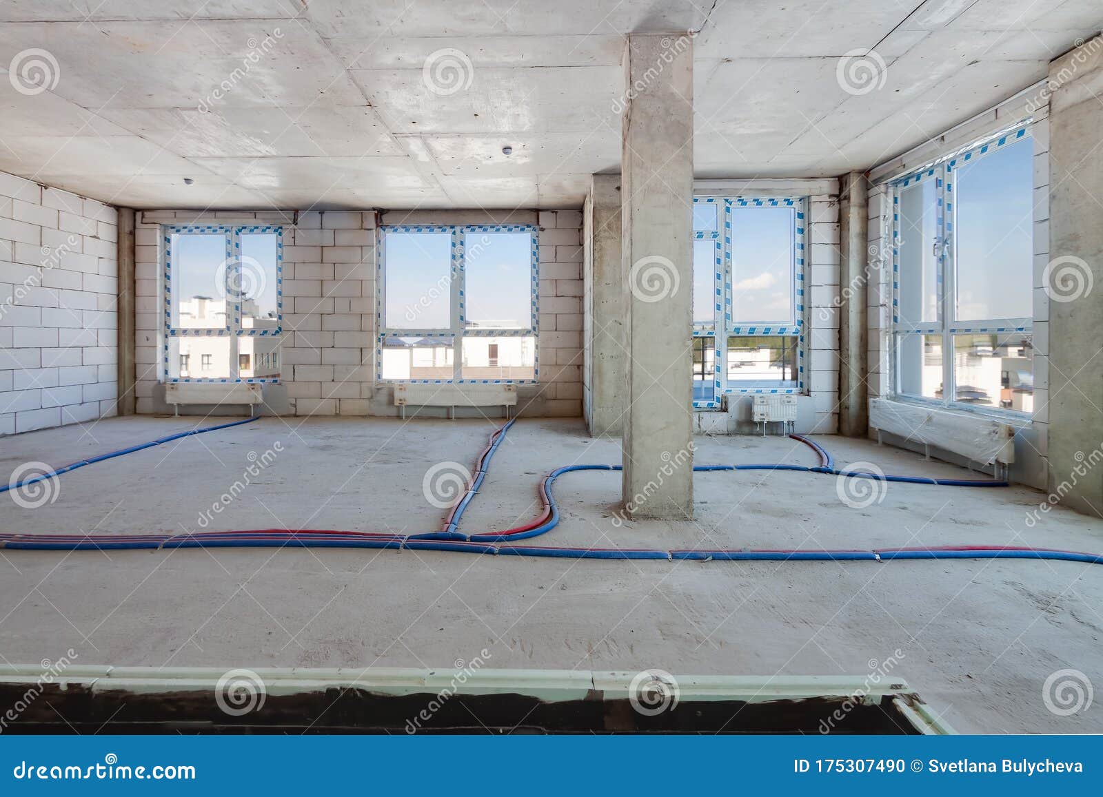 Construction Site of Residential Apartment Building Interior in ...