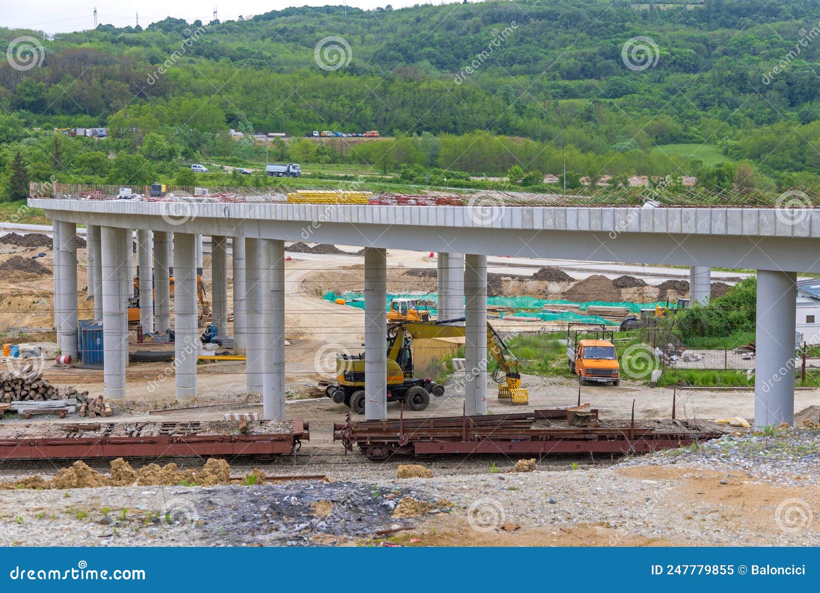 Construction Site Road Bridge Stock Image - Image of site, industry ...
