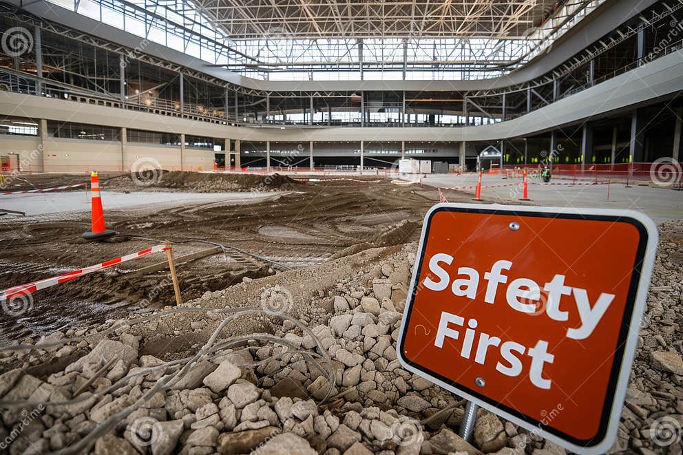 Safety First at a Busy Construction Site Stock Illustration ...