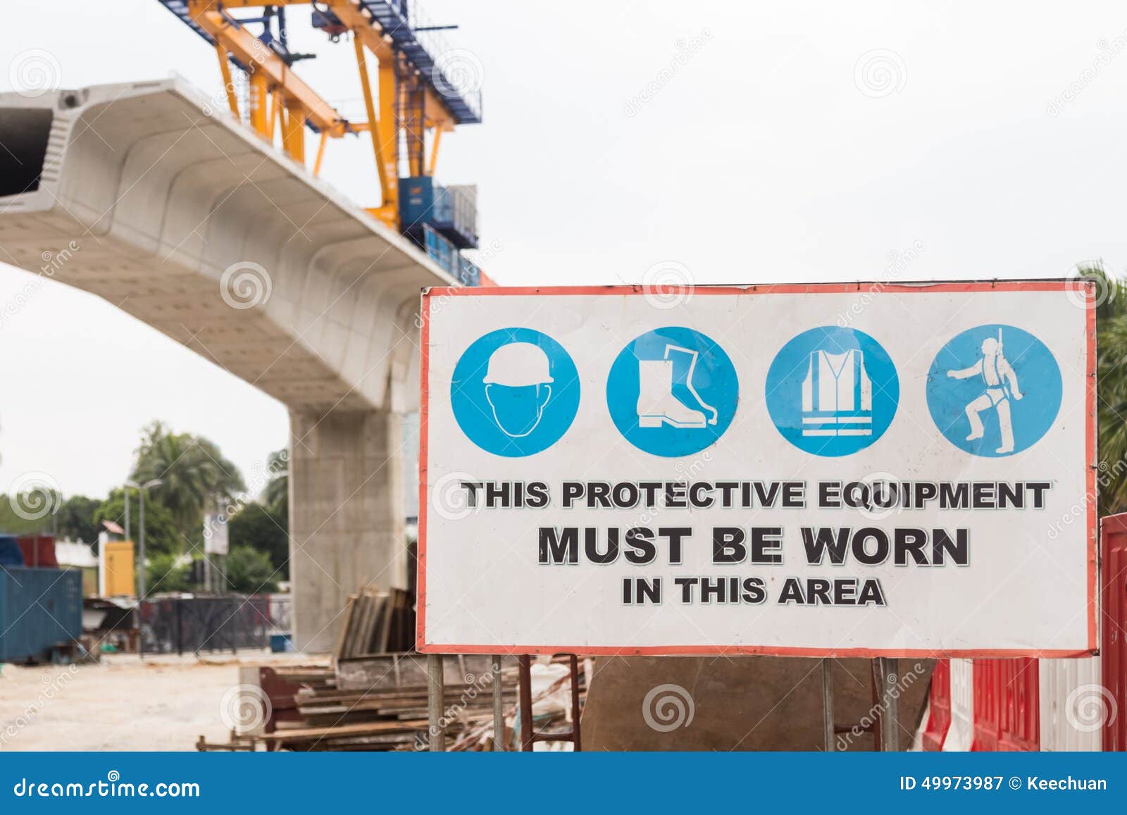 Construction Site Safety Signage Stock Image - Image of infrastructure ...