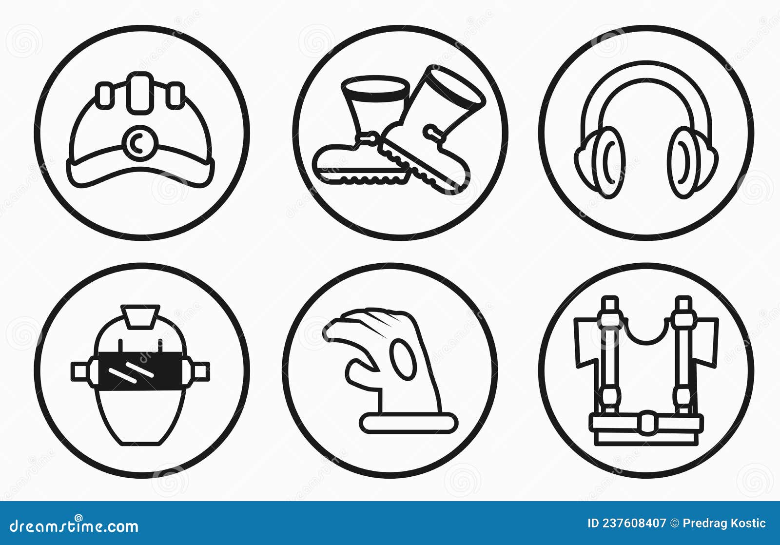 Construction Site Safety Symbols Stock Illustration - Illustration of ...