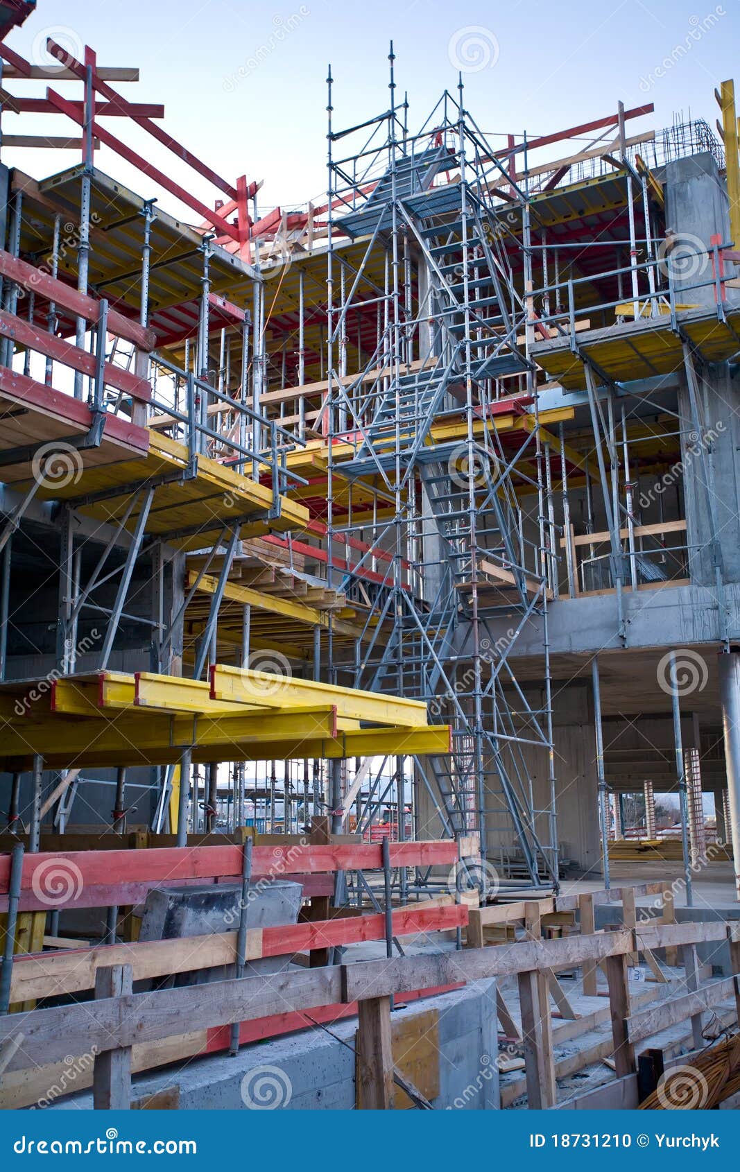 Construction Site with Scaffold Stock Photo - Image of development ...