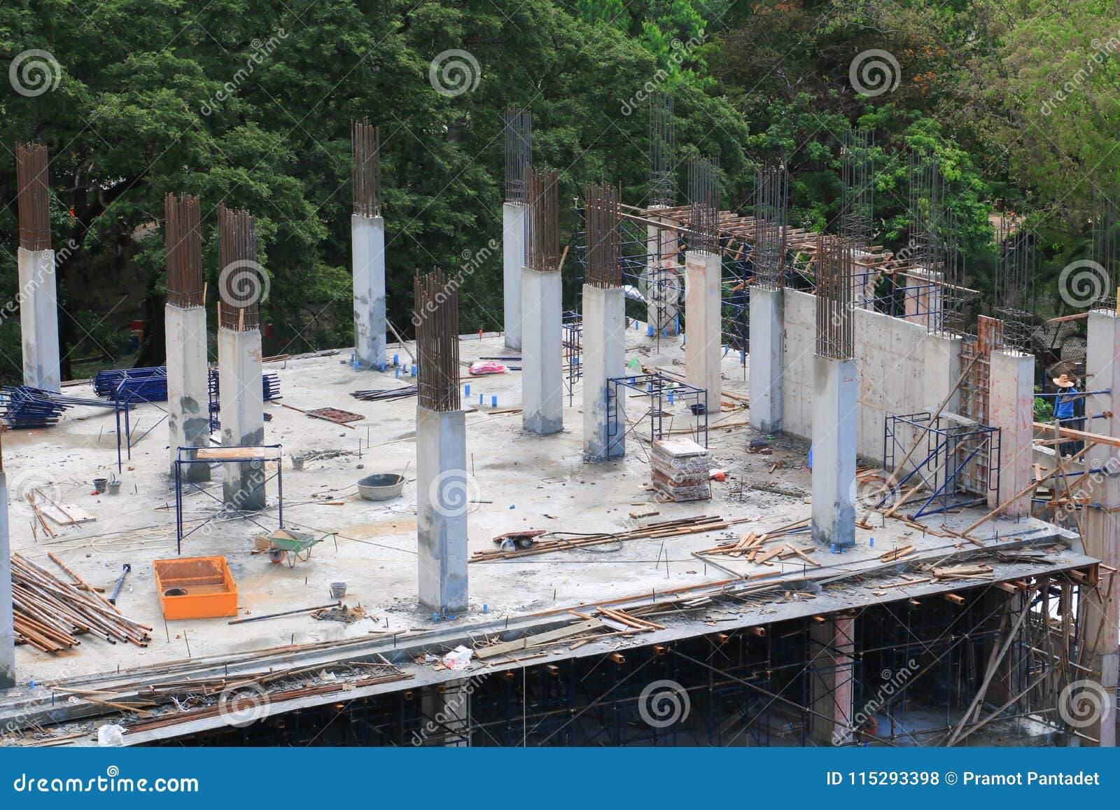 Construction Site and Scaffolding Background Stock Photo - Image of ...