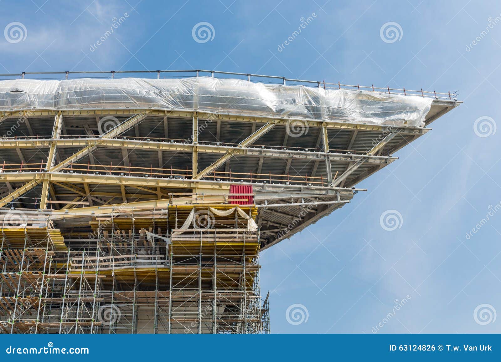Construction Site with Scaffolding of a Modern Office Building Stock ...