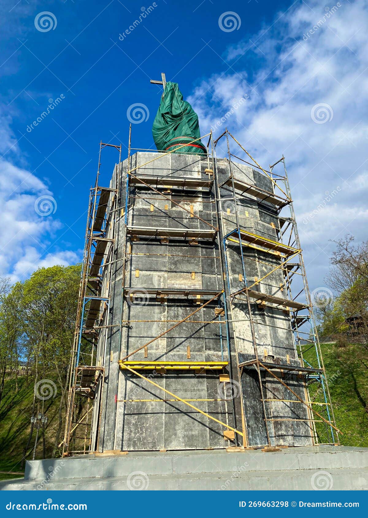Scaffolding on the Monument. the Construction Site Stock Photo - Image ...