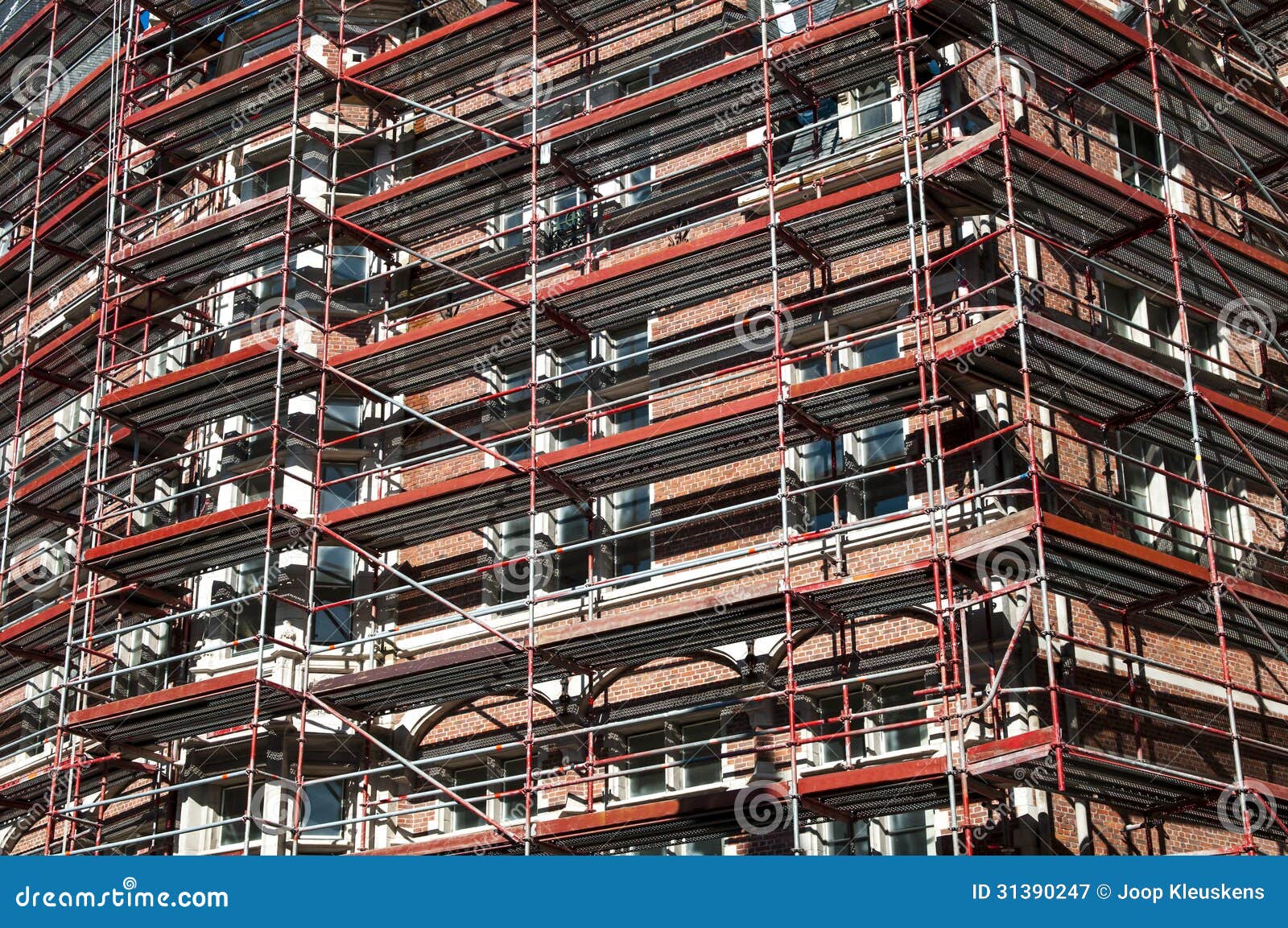 Construction Site Scaffolding Stock Image - Image of equipment, built ...