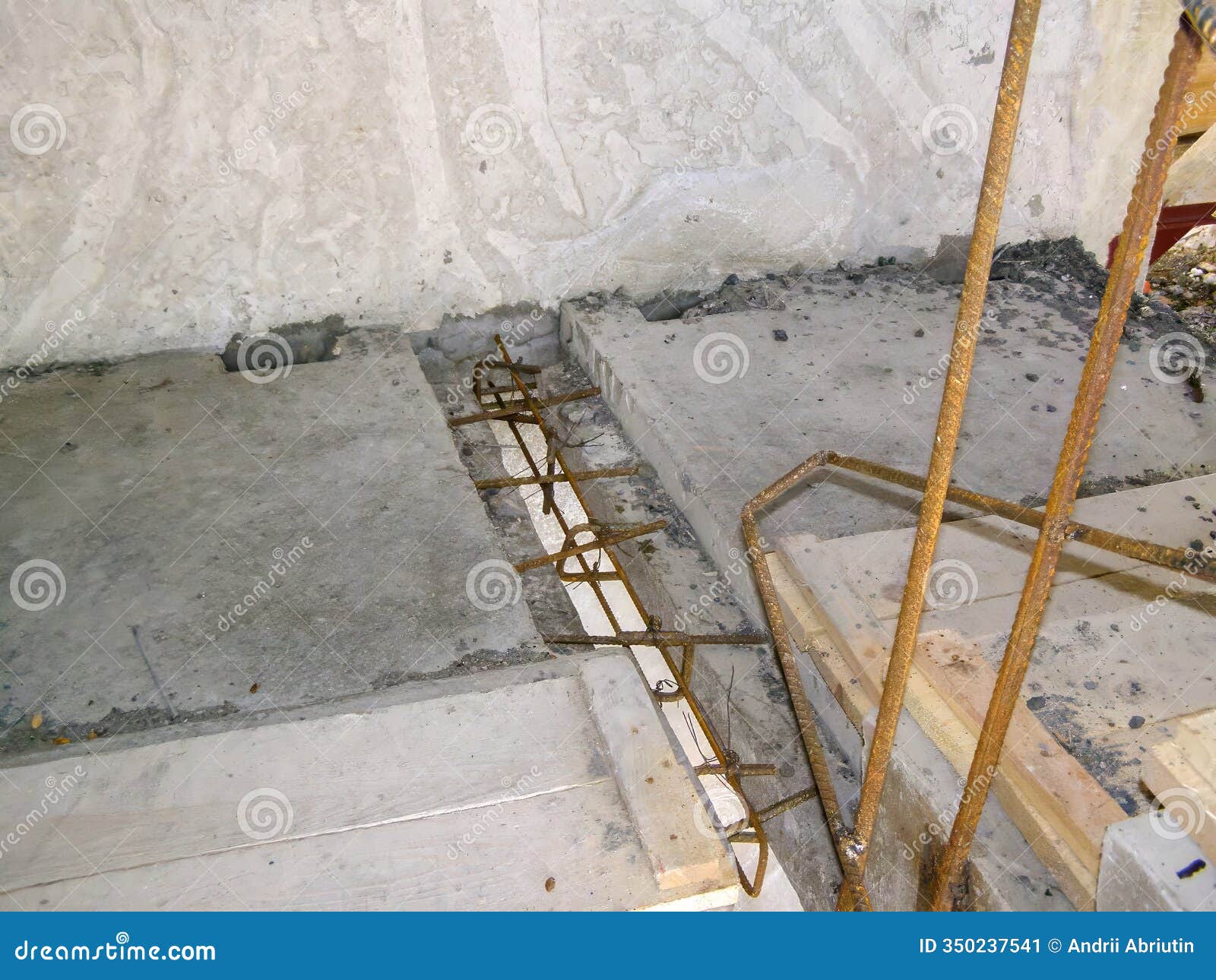 Construction Site Showing the Joint of Reinforced Concrete Slabs with ...