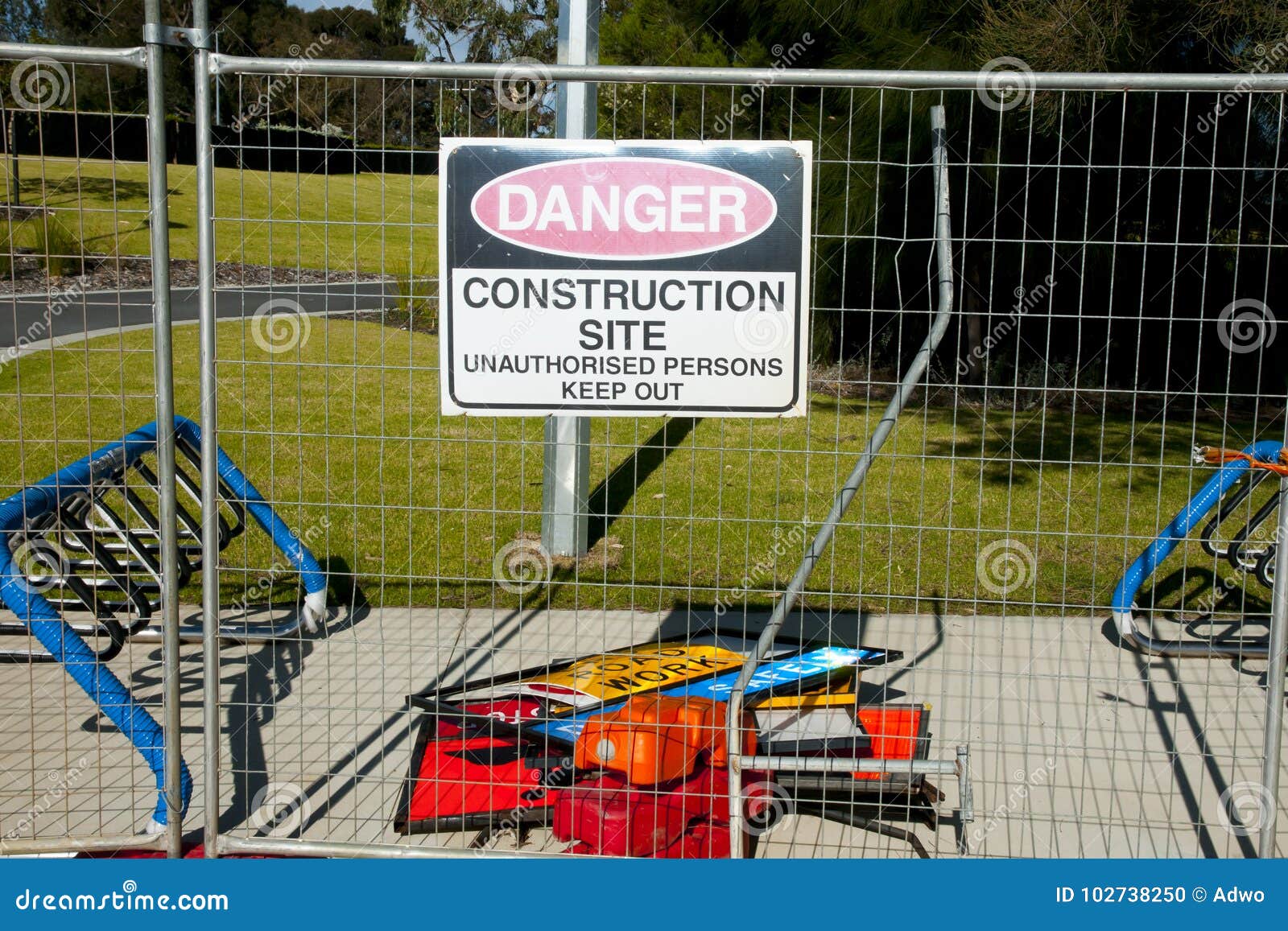 Construction Site Sign stock photo. Image of hard, build - 102738250