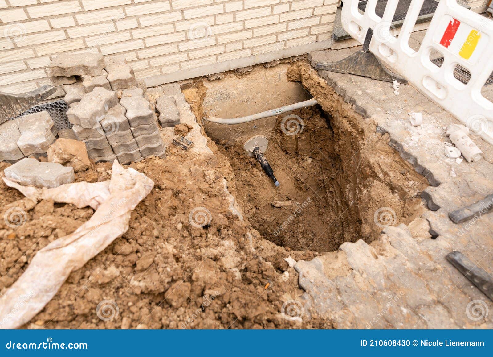 Construction Site Sign Cordoning Off on a Road Stock Photo - Image of ...