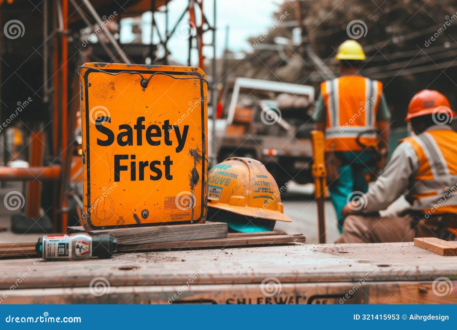Safety First on a Busy Construction Site Stock Illustration ...