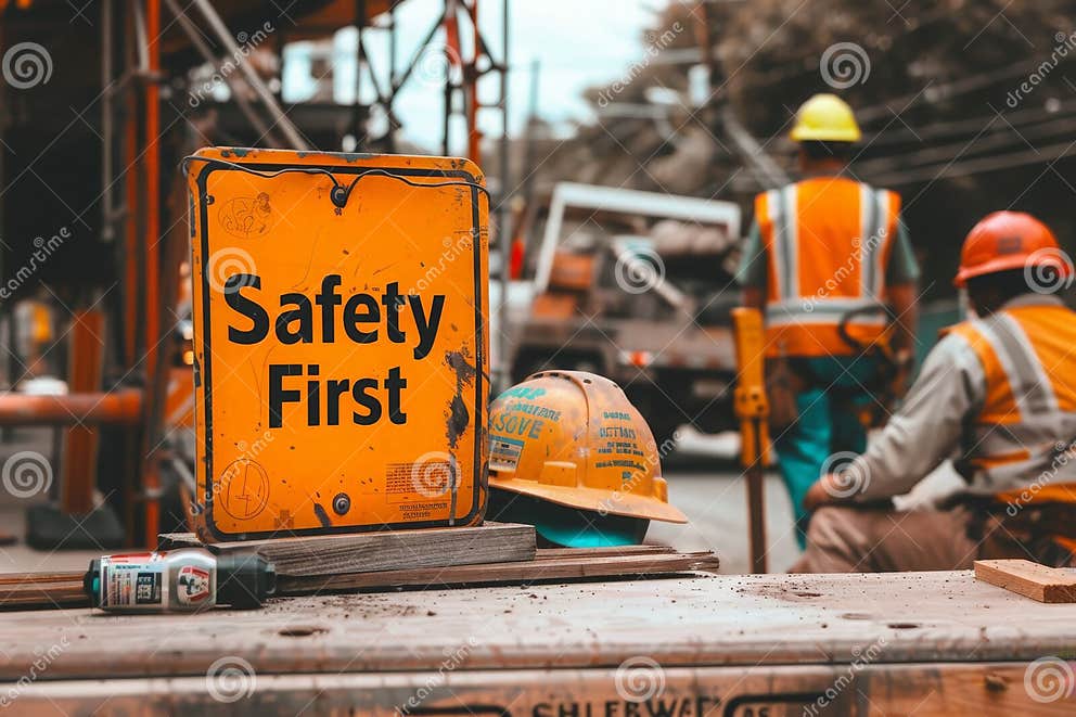 Safety First on a Busy Construction Site Stock Illustration ...